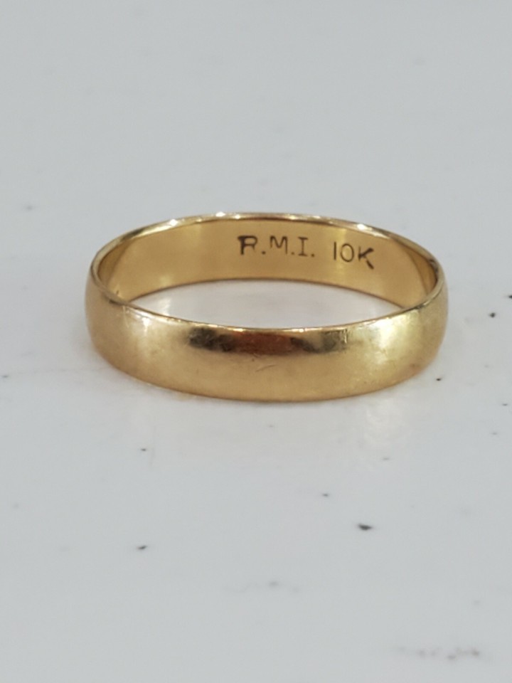 Vintage 10K Solid Yellow Gold Wedding Band Ring Hallmarks Sz 8 | eBay