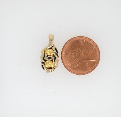 Genuine 14k Gold, Natural gold nuggets, Oxidized Pendant New | eBay ...