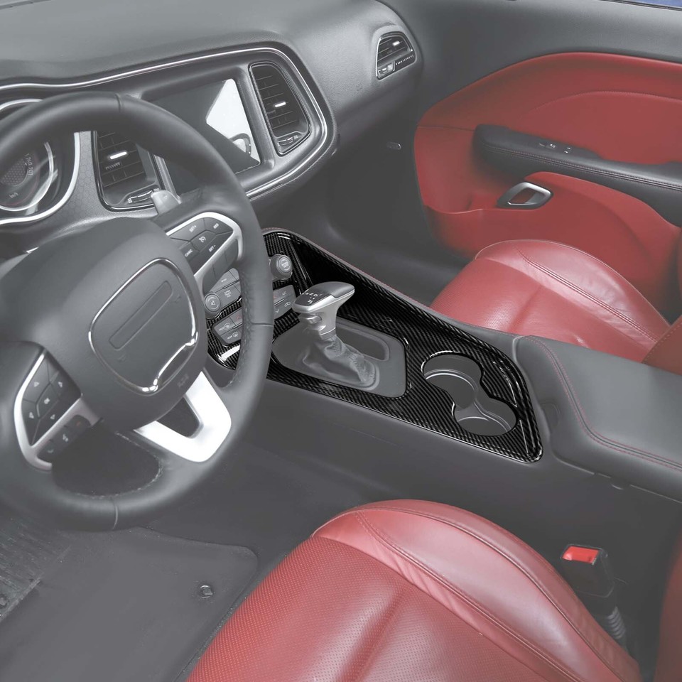 Console Gear Shift Panel Cover Trim for Dodge Challenger 2015-23 Carbon ...