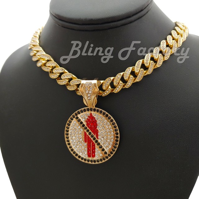 Hip Hop Travis Scott Rodeo Pendant & 16" 18" 20" Full Iced Cuban Chain ...