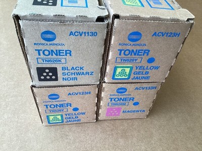 NEW! Lot of 4, Genuine Konica Minolta TN626K High Yield, C/M/Y Low ...