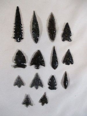 Lot of 14 - Authentic - Native American - Obsidian Arrowheads - ¾" - 2¼" | eBay