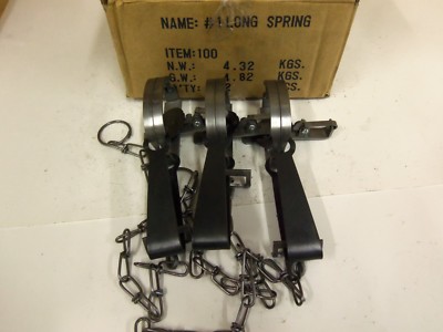 3 Bridger #1 Long Spring Foothold Traps Raccoon Muskrat Mink Marten ...