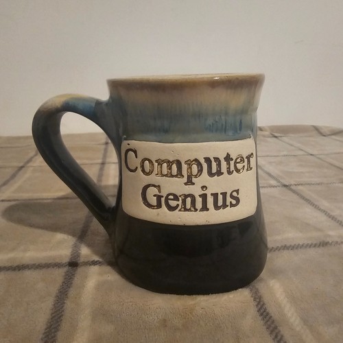 Tumbleweed Computer Genius Coffee Tea Mug Cup Blue Cream Pottery | eBay