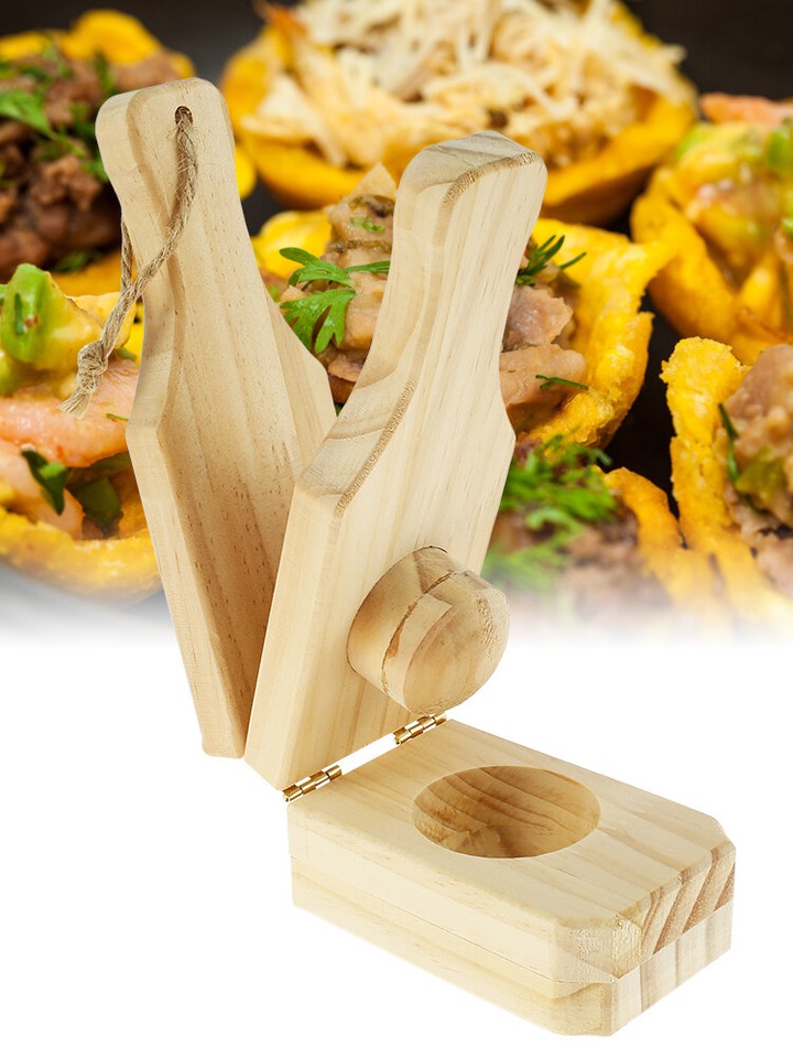 Wooden Tostonera Plantain Press with Handle Banana Smasher Maker ...