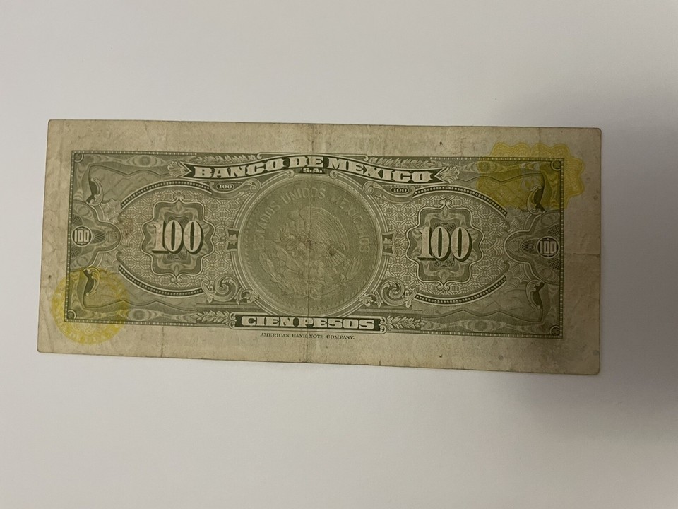 MEX Bank Notes: El Banco de Mexico S.A, 100 Pesos 1972 Serie BOS 1-C-4 ...