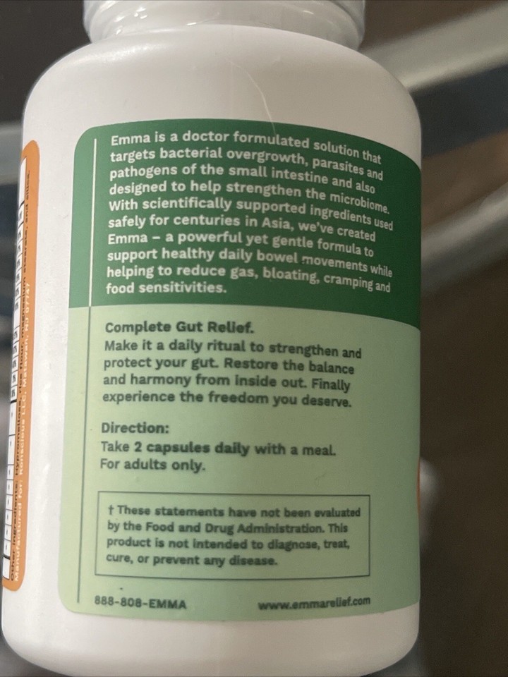 Emma Relief Dietary Supplement For Gut Bloating 60 Capsules | eBay