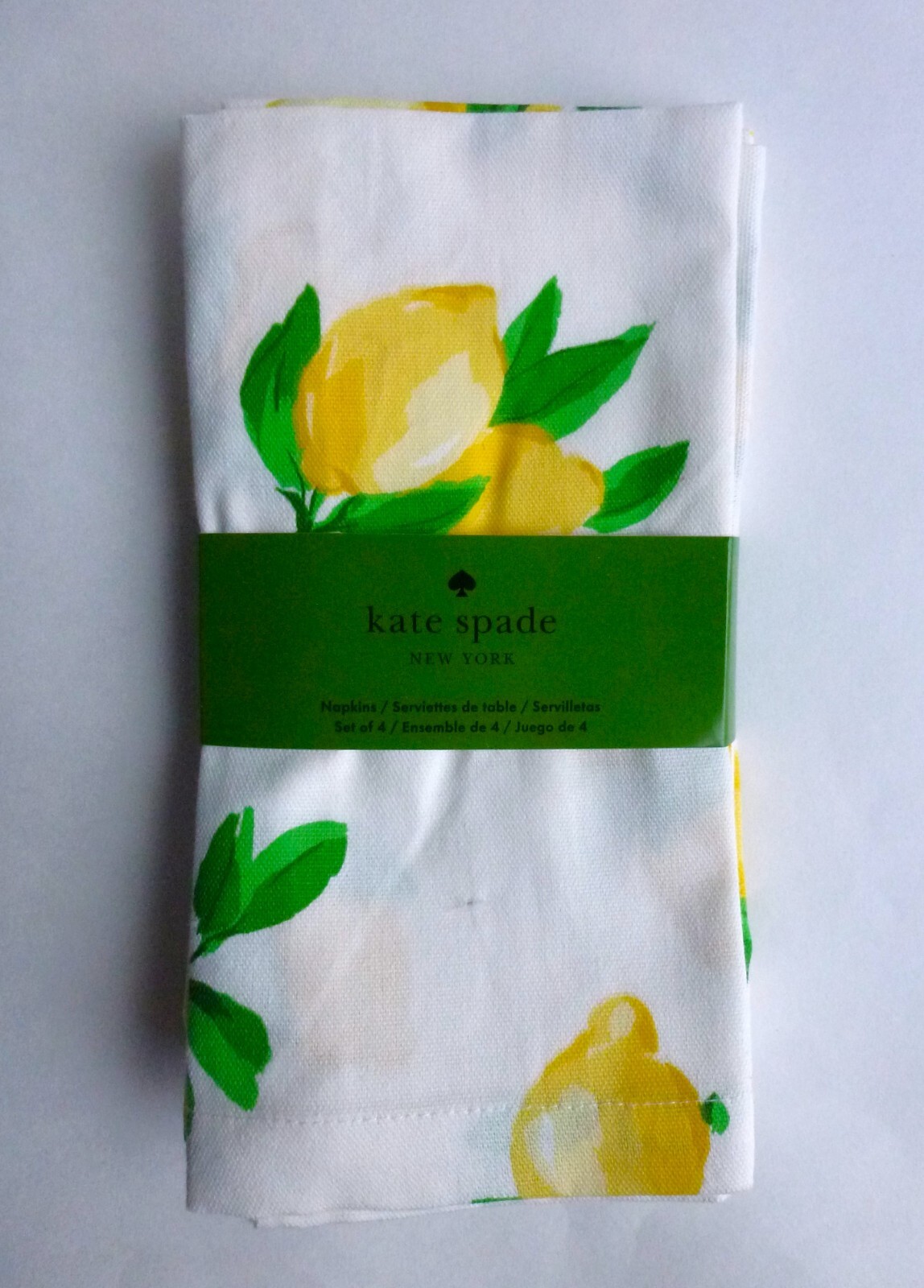 KATE SPADE New York Set of 4 Make Lemonade NAPKINS Yellow Lemons 100% ...