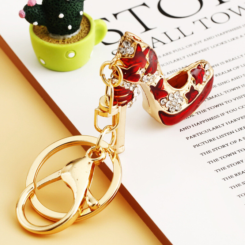 Black Red Silver High Heeled Shoe Shaped Diamante Bag Charms Handbag ...