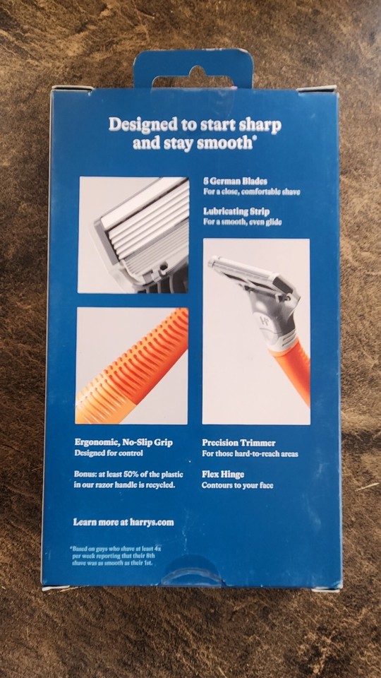 Harry's Men's Razor Value Pack: 1 Ember Orange Razor Handle + 5 Razor ...