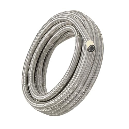 6AN PTFE Fuel Hose Line, AN6 Fuel Line E85 Stainless Steel AN6 20FT ...