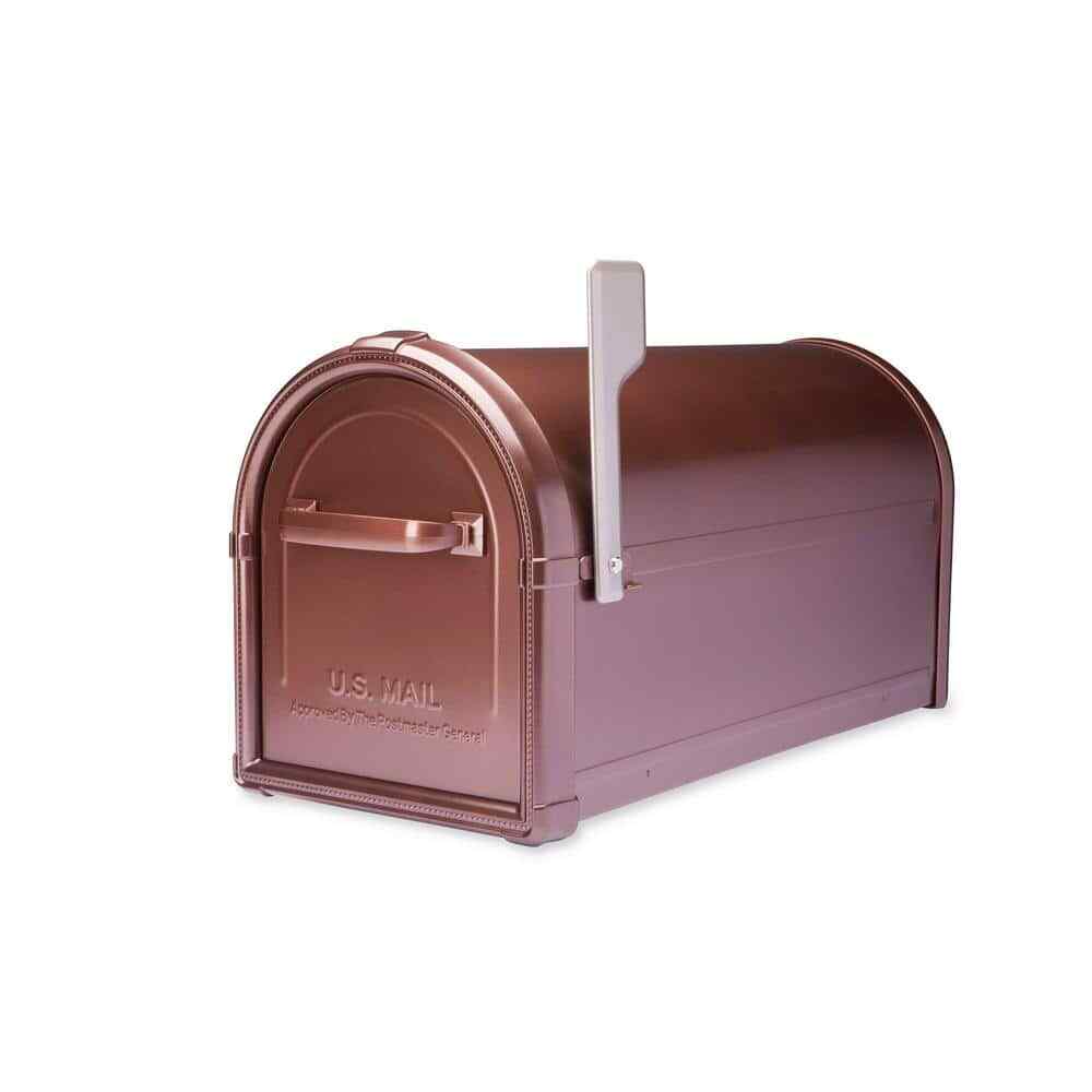 Mail Box Large Post Mount Hillsborough Copper Steel w/ Outgoing Mail ...