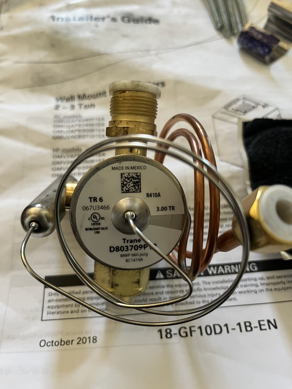 Trane TXV Thermal Expansion Valve Kit R410A TR 3 Ton 3/8 x 3/8" Flare ...