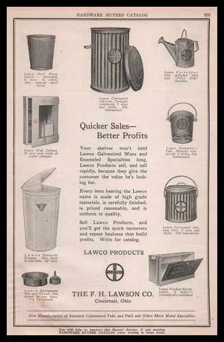 1928 F. H. Lawson Cincinnati Ohio Garbage Can Trash Hamper Waste Basket ...