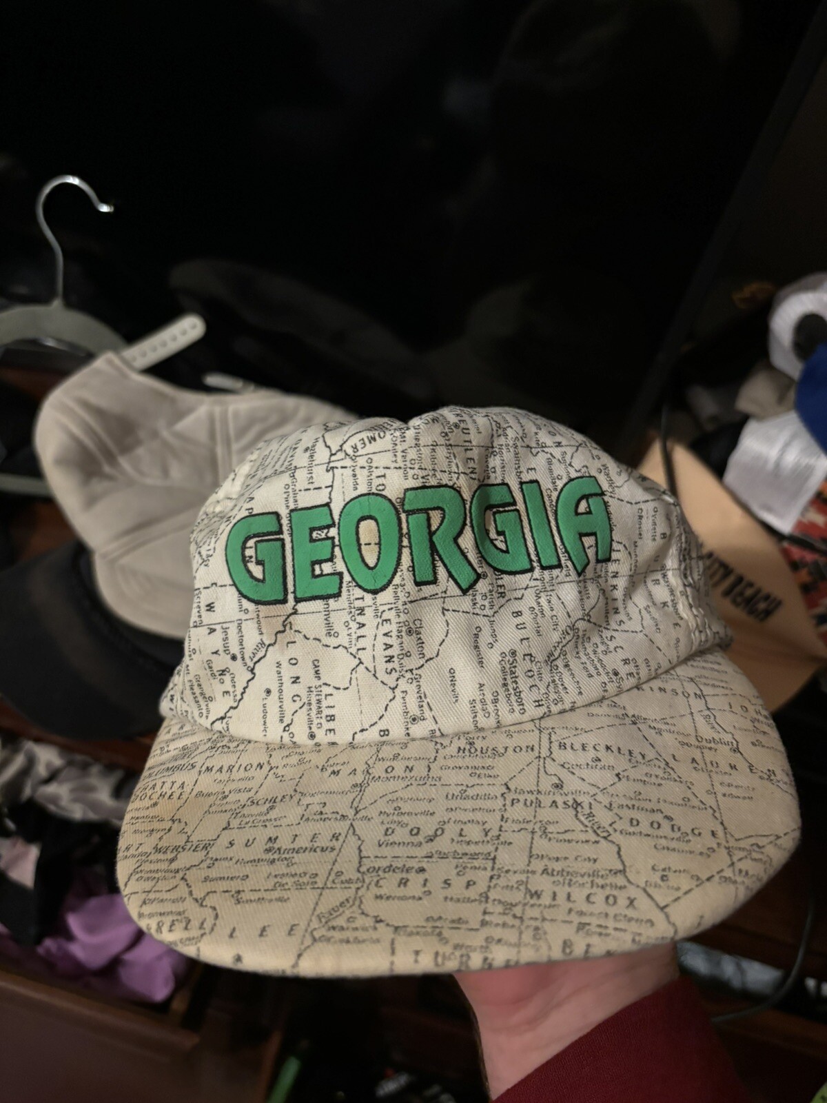 Vintage Georgia County Map Cap Hat Snapback Baseball - Gem
