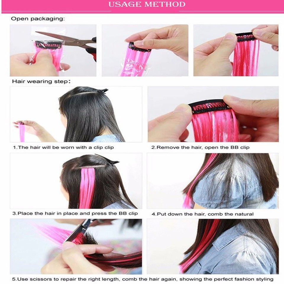 Hair Long Straight Extensions Clip Hairpiece Highlight Piece Gradient ...