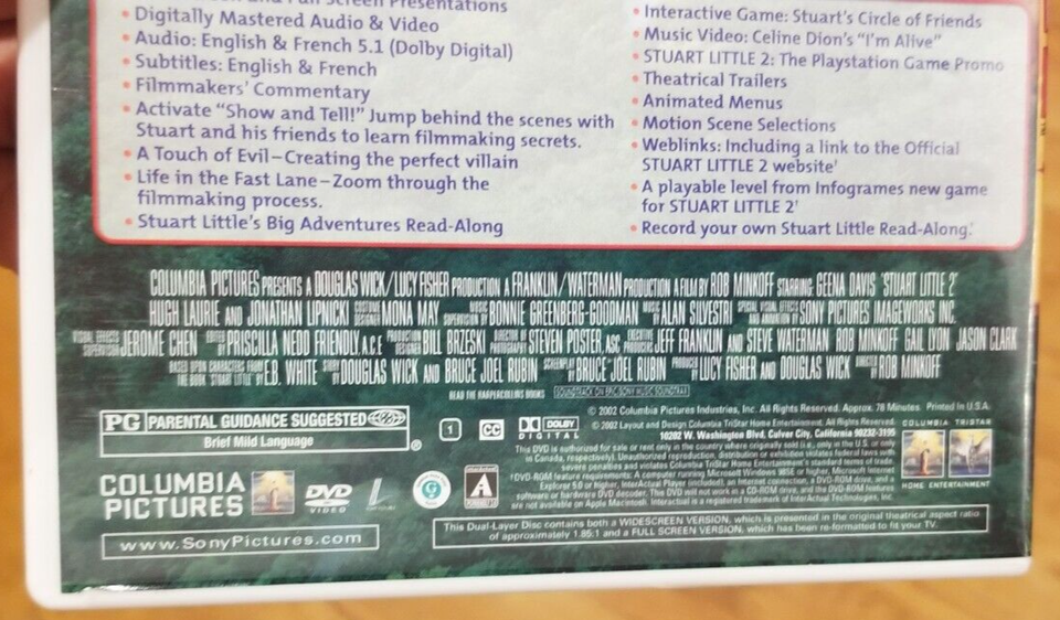 DVD MOVIE LOT/2 STUART LITTLE 1 & 2~DELUXE/SPECIAL ED~2002~DVD/CASE ...