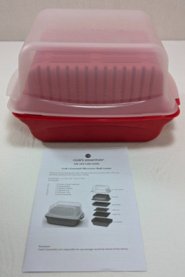 Cook's Essentials 6 Pc Microwave Multi-Cooker RED Single/Double Layer ...
