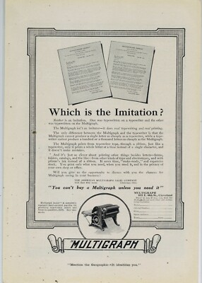 1916 American Multigraph Ad: Graham Draper Co. Letterhead Facsimile ...