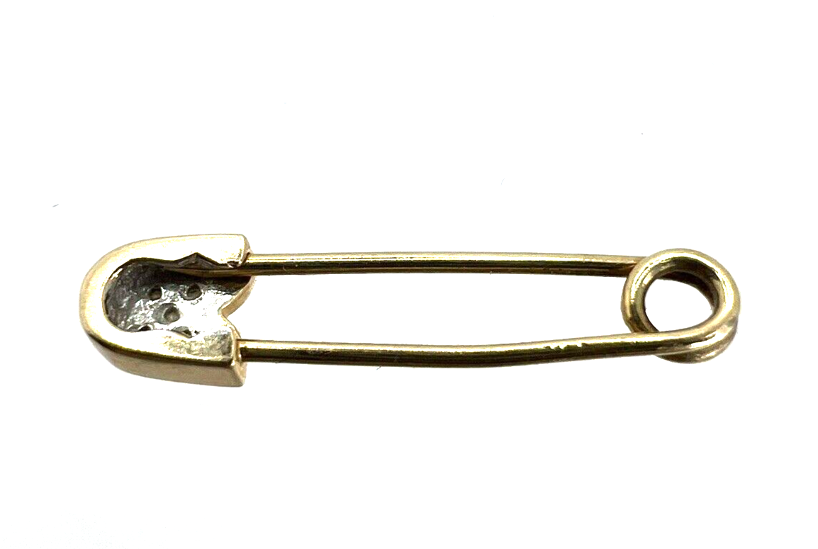Solid 14K Yellow and White gold Diamond Accent Safety Pin | eBay