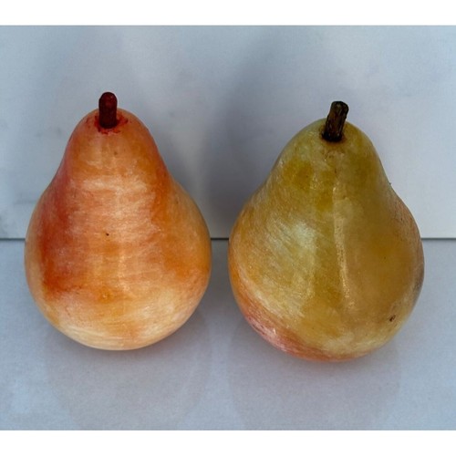 Two Pears Beautiful Vintage Orange and Yellow Alabaster Pear Wood Stem ...