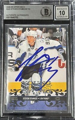 Steven Stamkos Signed 2008 UD Young Guns RC #245 BAS Autograph Grade 10 ...