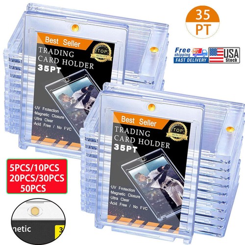 5-50 Pack Magnetic Trading Sports Card Holders 35pt One-Touch Hard UV Protection | eBay