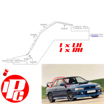 ROOF MOLDING SET & END TRIMS LH/RH FITS SUBARU IMPREZA GC8 GM8 STI WRX ...