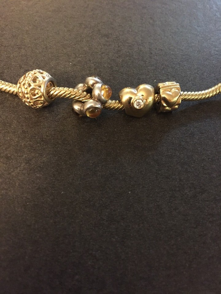 Authentic Rare PANDORA 14K Yellow Gold Bracelet With 9 Rare Retired ...