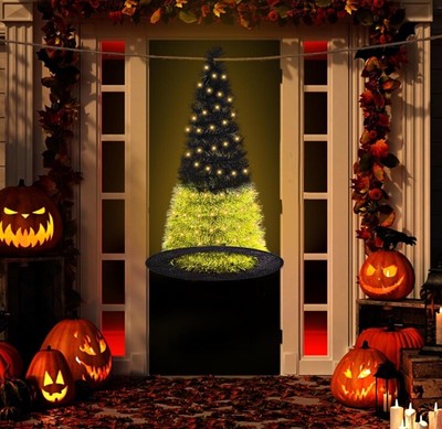 Halloween Witch Hat Tree, 2.5ft Hanging Witch Hat Tinsel Tree | eBay