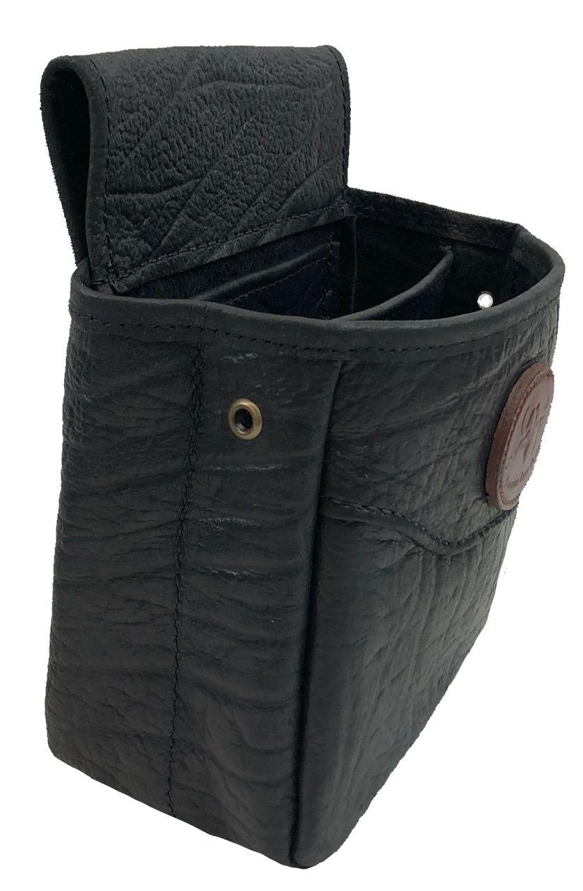 BUFFALO HIDE SHOTGUN SHELL POUCH Skeet Sporting Clays Trap USA w/emblem ...