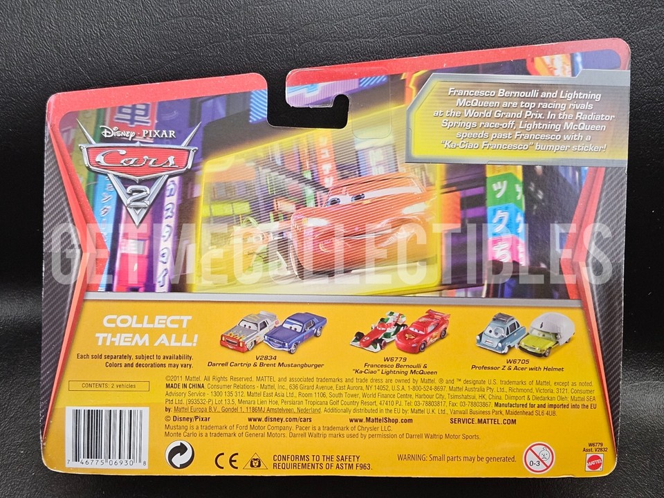 DISNEY PIXAR CARS FRANCESCO BERNOULLI KA CIAO LIGHTNIG MCQUEEN 2 PACK ...