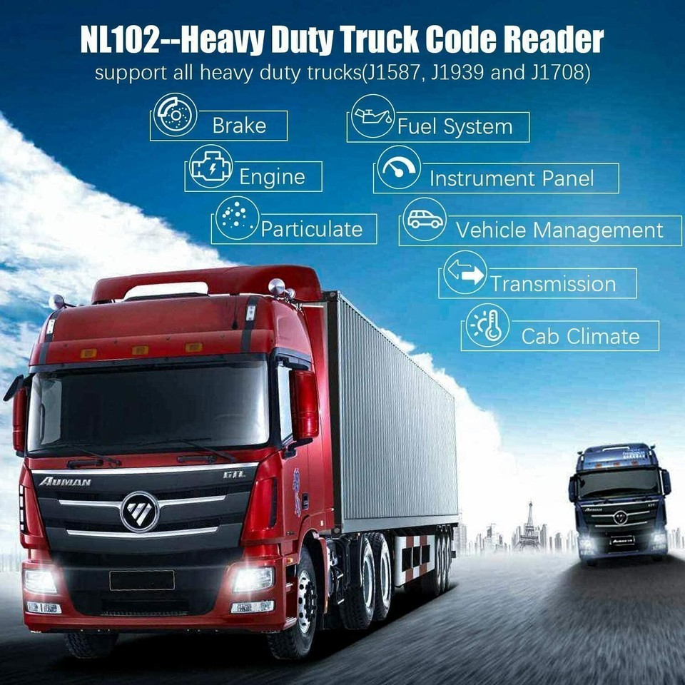 Heavy Duty Truck OBD2 Scanner HDOBD Diesel Code Reader Diagnostic ...