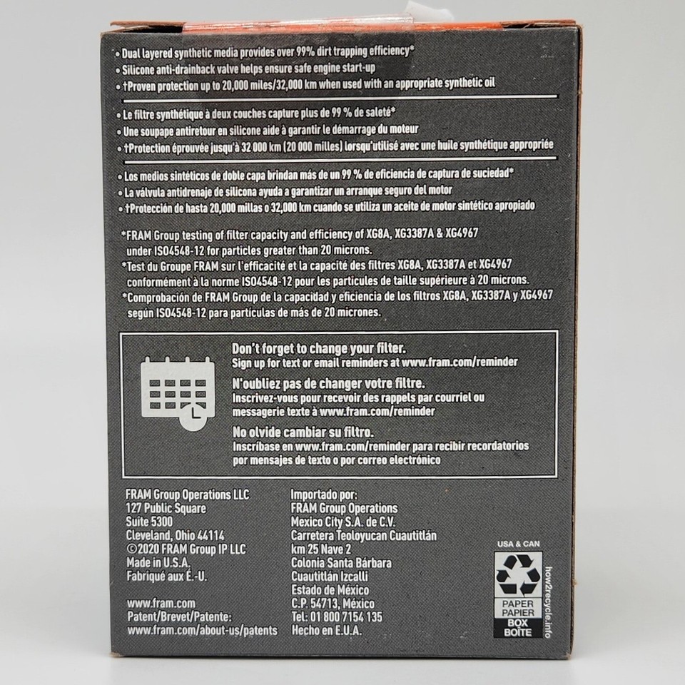 FRAM Oil Filter TG3675 Ultra Synthetic Sure Grip --New In Box-- Fast ...