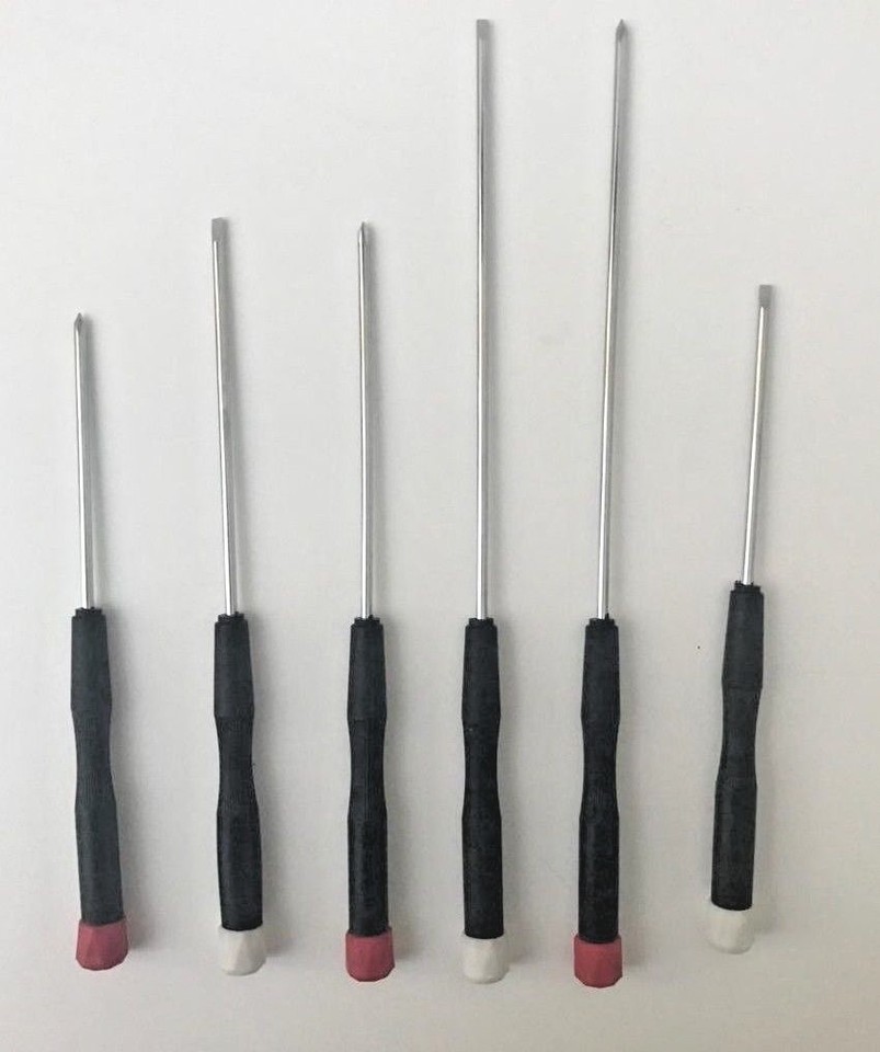 2 X 6pc Precision Screwdriver Set-Different Sizes/Heads-Long Reach ...