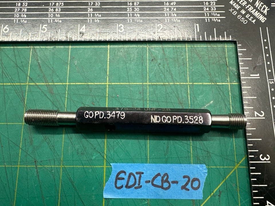 IDEAL Thread Plug Gage .375-24 UNF-2B GO PD .3479 NO GO PD .3528 | eBay UK