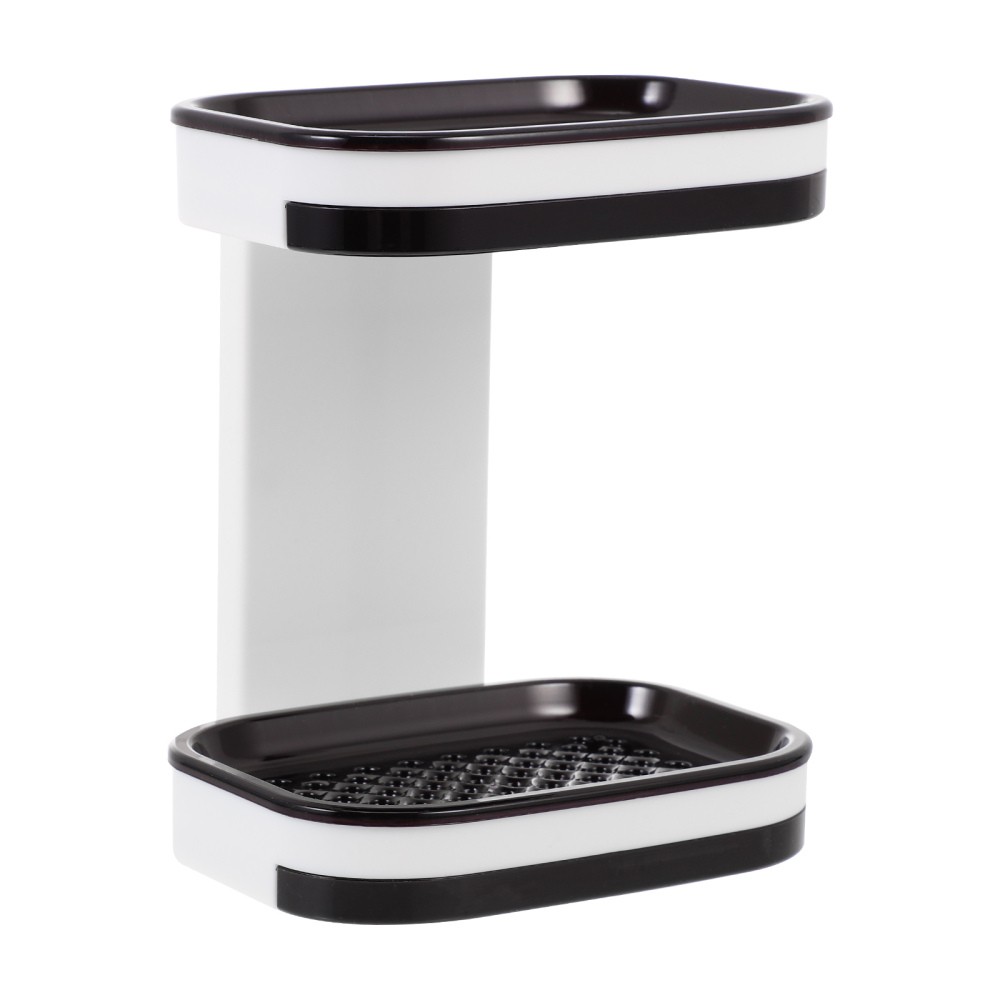 Adhesive Double-Layer Soap Holder Wall Mounted Soap Storage Rack (Grey ...