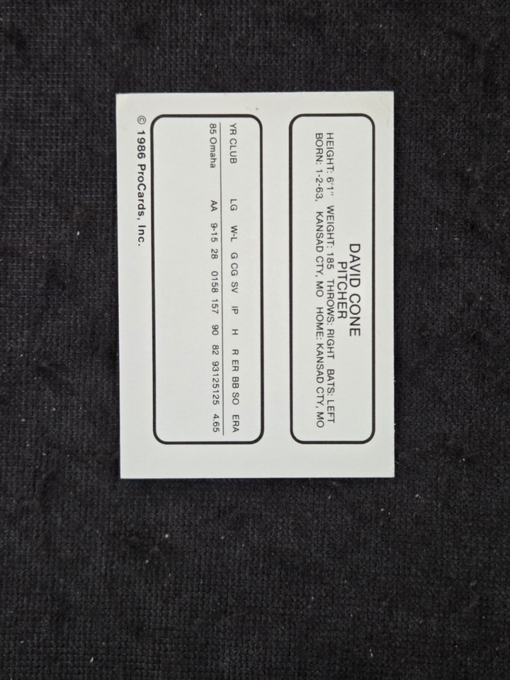 1986 Pro cards David Cone ( VG to EX ) | eBay