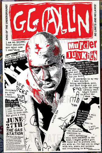 G.G. Allin final live show poster 1993 Murder Junkies, Jefferson Wood ...