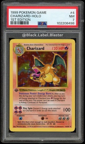 1999 Pokemon Base Set 1st Edition Shadowless Charizard #4 - PSA 7 ...