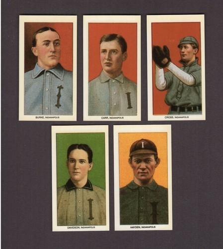 1909-1911 T206 INDIANAPOLIS INDIANS Complete 5~card Team REPRINT Set ...