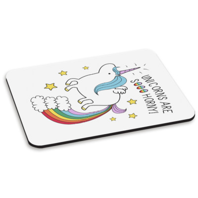 UNICORNS ARE SOOO HORNY! PC COMPUTER MOUSE MAT PAD - Rainbow Animal ...