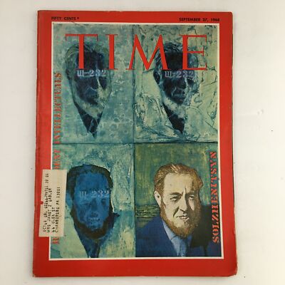 Time Magazine September 27 1968 Vol. 92 No. 13 Novelist Aleksandr ...