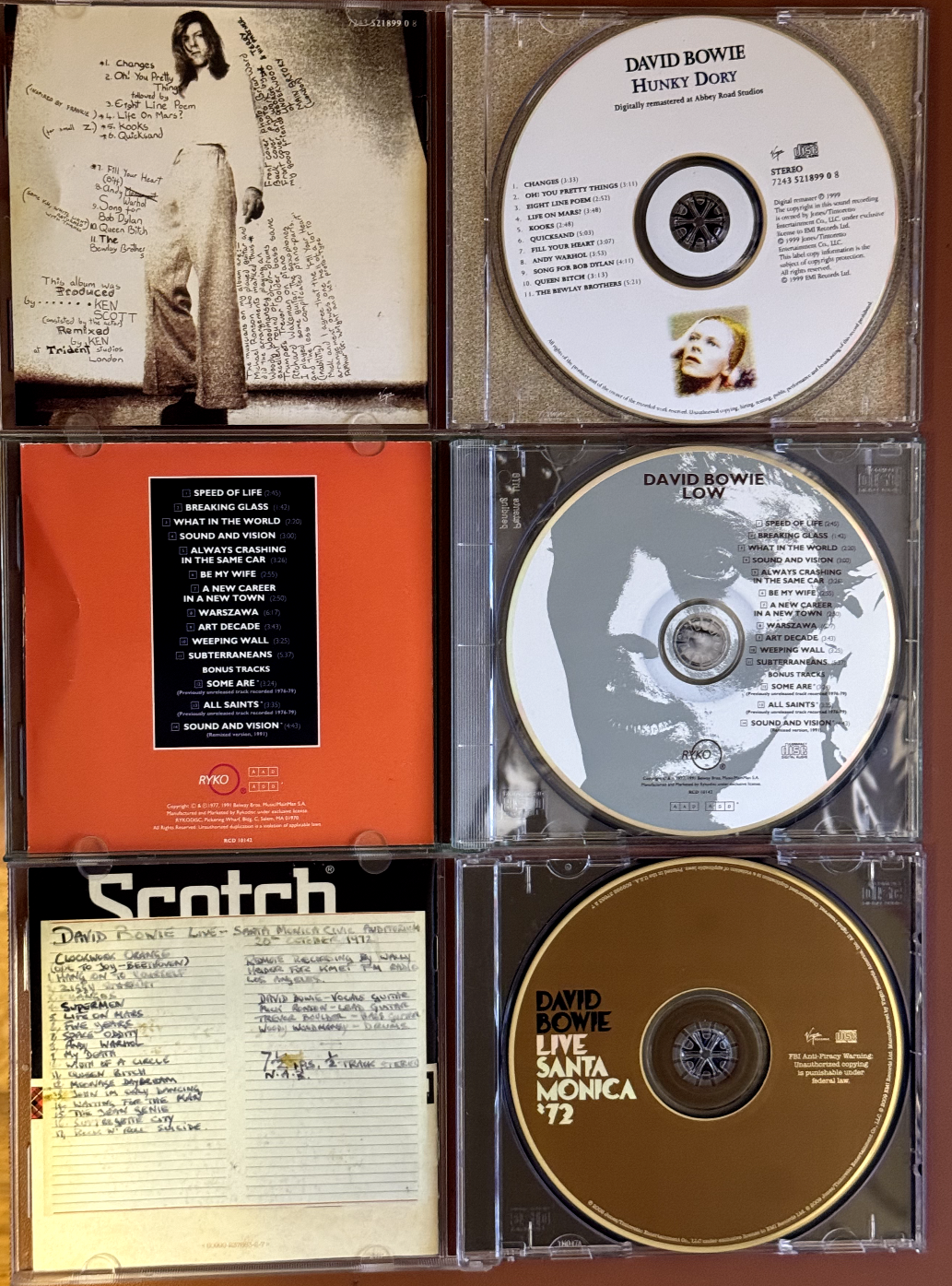 DAVID BOWIE - 3 CD LOT - HUNKY DORY/LOW/LIVE SANTA MONICA 72 - CDS | eBay