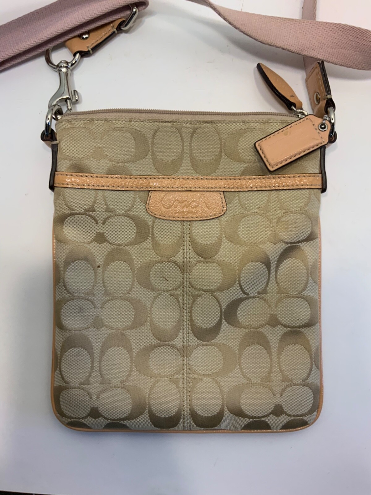 Coach Signature Crossbody Canvas Tan - Gem