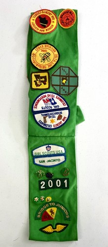 Vintage Girl Scouts Sash - Pins - Sewn in Patches - Badges - 80's | eBay