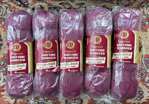 5 Twin Packs 10 Balls Vtg Fleishers Superior All Virgin Wool Yarn ...