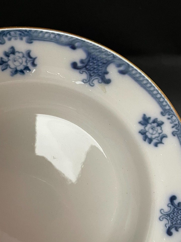 8.75" Albion Pottery/Bourne & Leigh Flow Blue Soup Bowl - Lowestoft | eBay