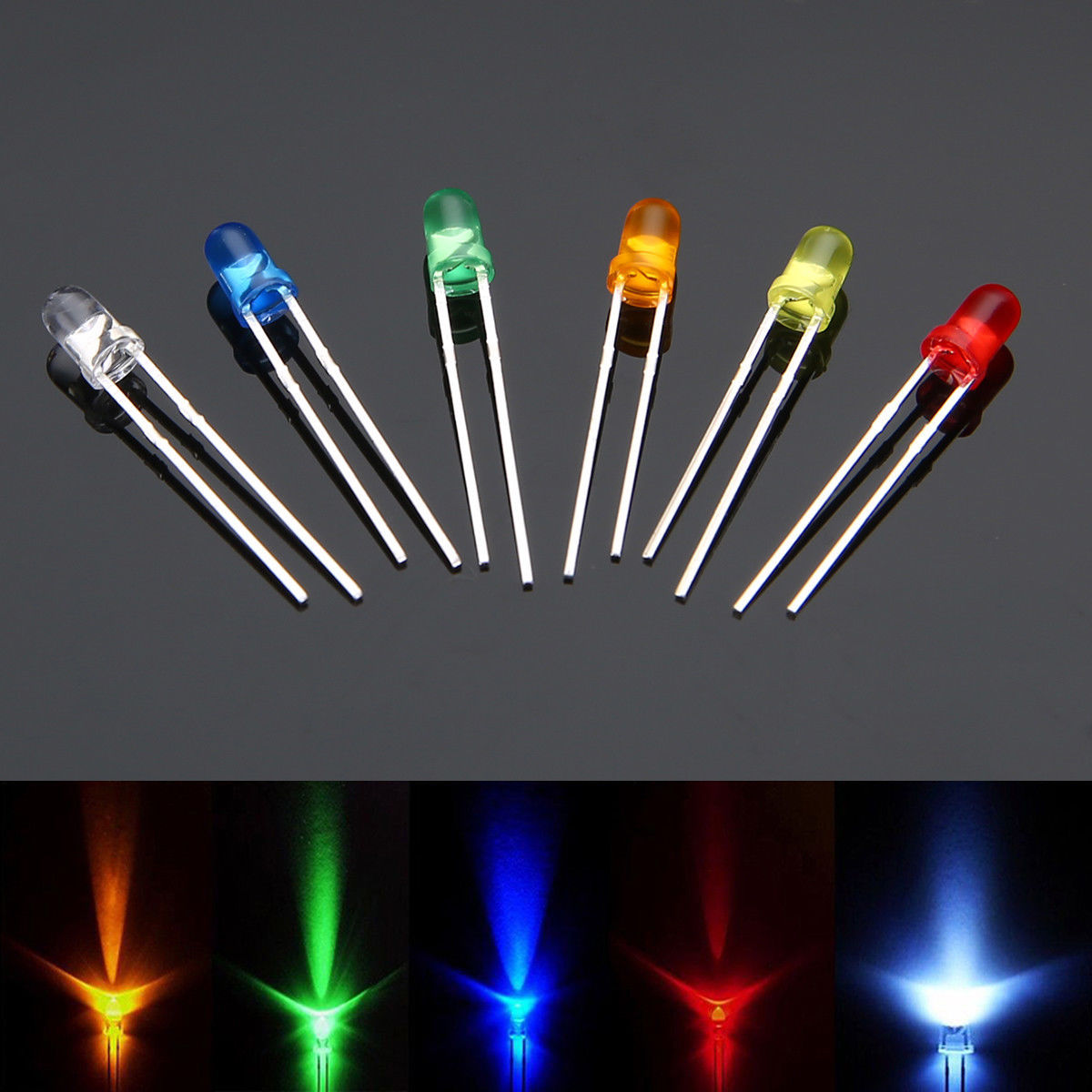 Hobby Led Pack 300-Piece 3mm Round LED Diode Assortment Kit - 10 Values ...