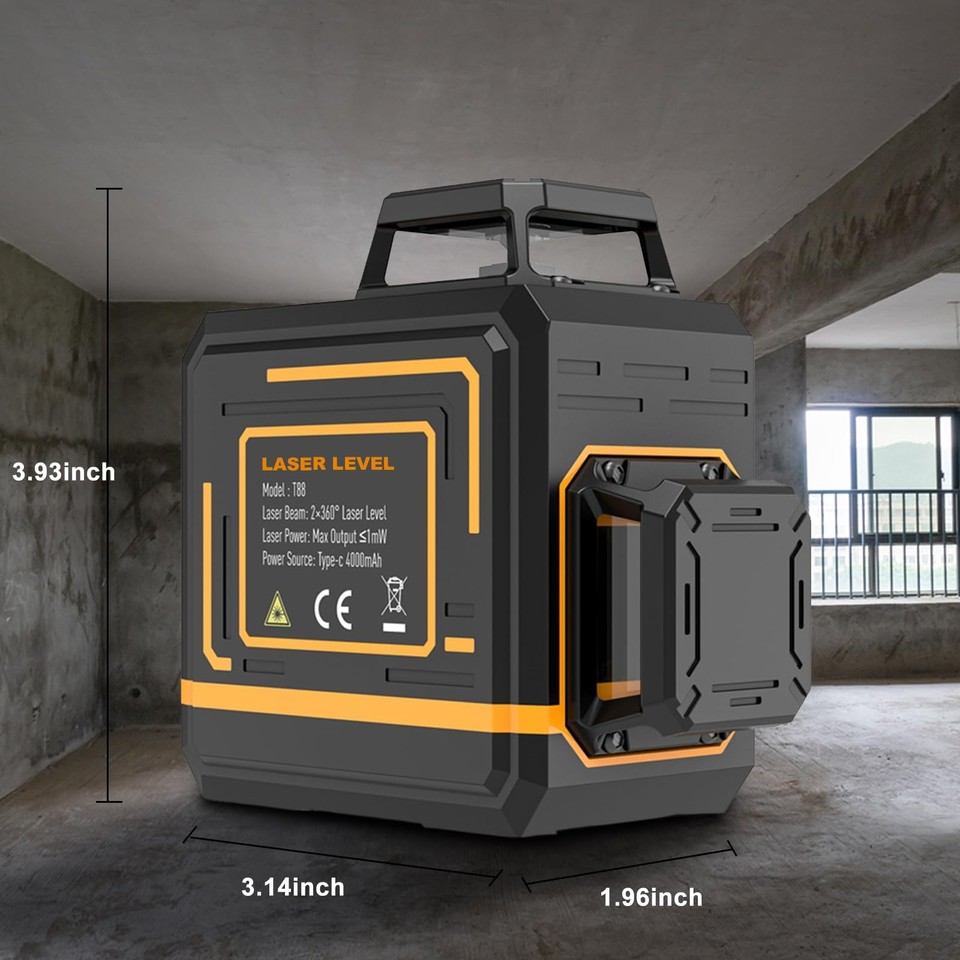 Laser Level, 8 Lines Laser Level Tool 2x360° Green Line Cross for ...